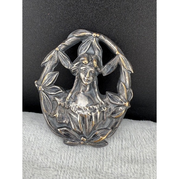 Estate | Jewelry | Vintage Art Nouveau Brooch Woman Pixie Goddess ...